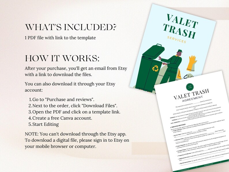 Valet Trash Contract Template: HOA & Apartment Services (digital ...