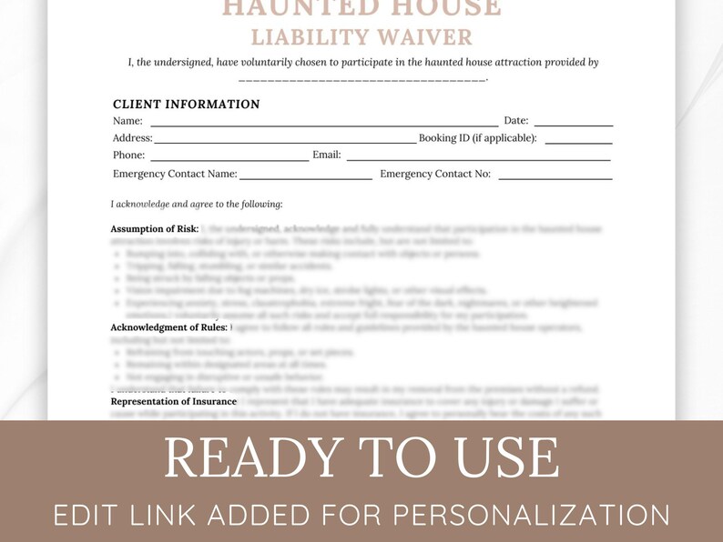 Haunted House Liability Waiver Template: Editable Consent Form (digital Download) - Etsy