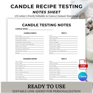 Candle Testing Notes Sheet Template: Customizable Canva (digital ...