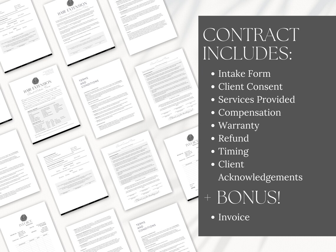 Hair Extension Service Contract Template: Salon Forms (canva Editable ...