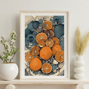 Orange Fruit Wall Art Market Poster Graphic Print Handmade Illustrated ...