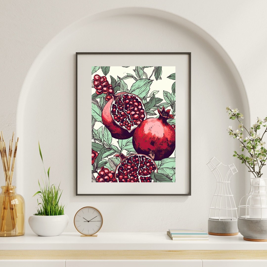 Pomegranate Wall Art Market Poster Graphic Print Handmade Illustrated ...