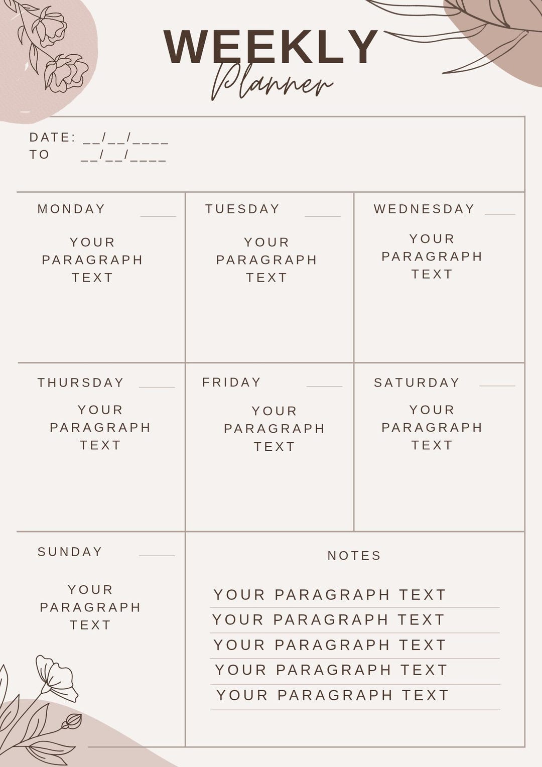 Editable Weekly Planner - Etsy