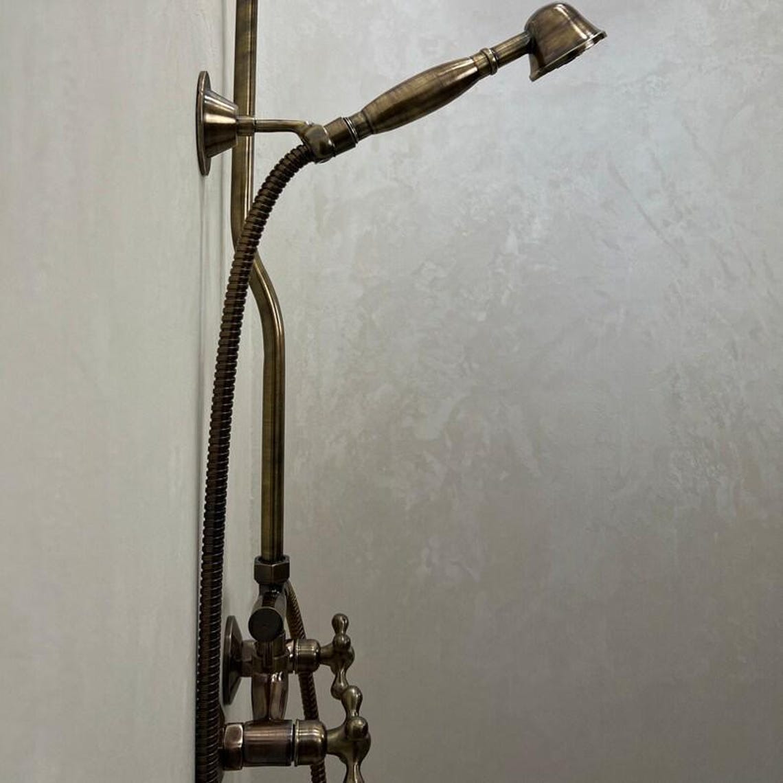 Victorian Style Shower Set | Bronze Finish Showerhead With Handheld ...