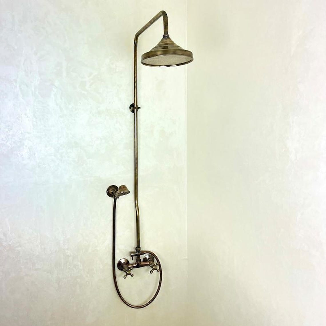 Victorian Style Shower Set | Bronze Finish Showerhead With Handheld ...