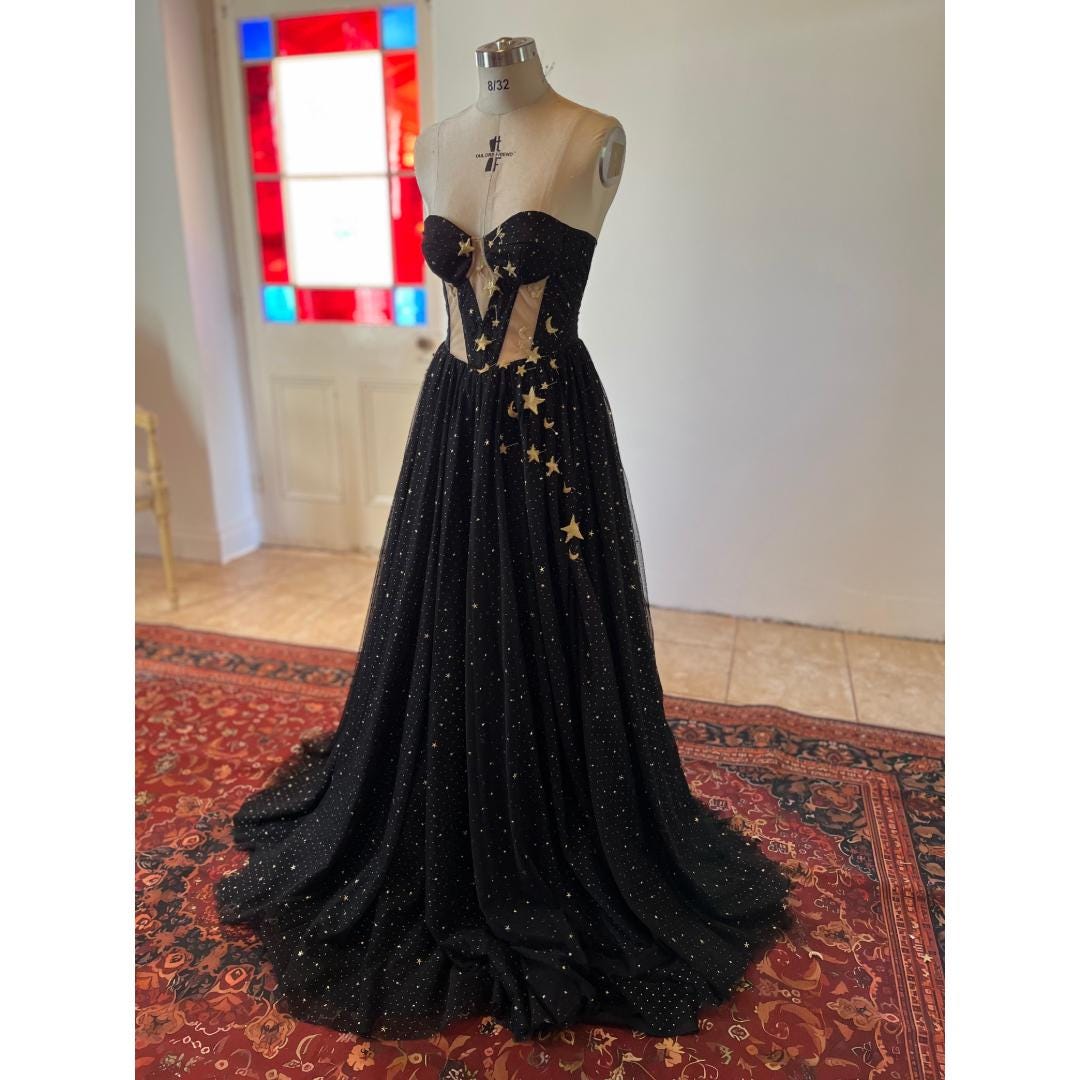 Stardust Dress Black Starry Celestial Stardust Tulle Wedding, Prom ...