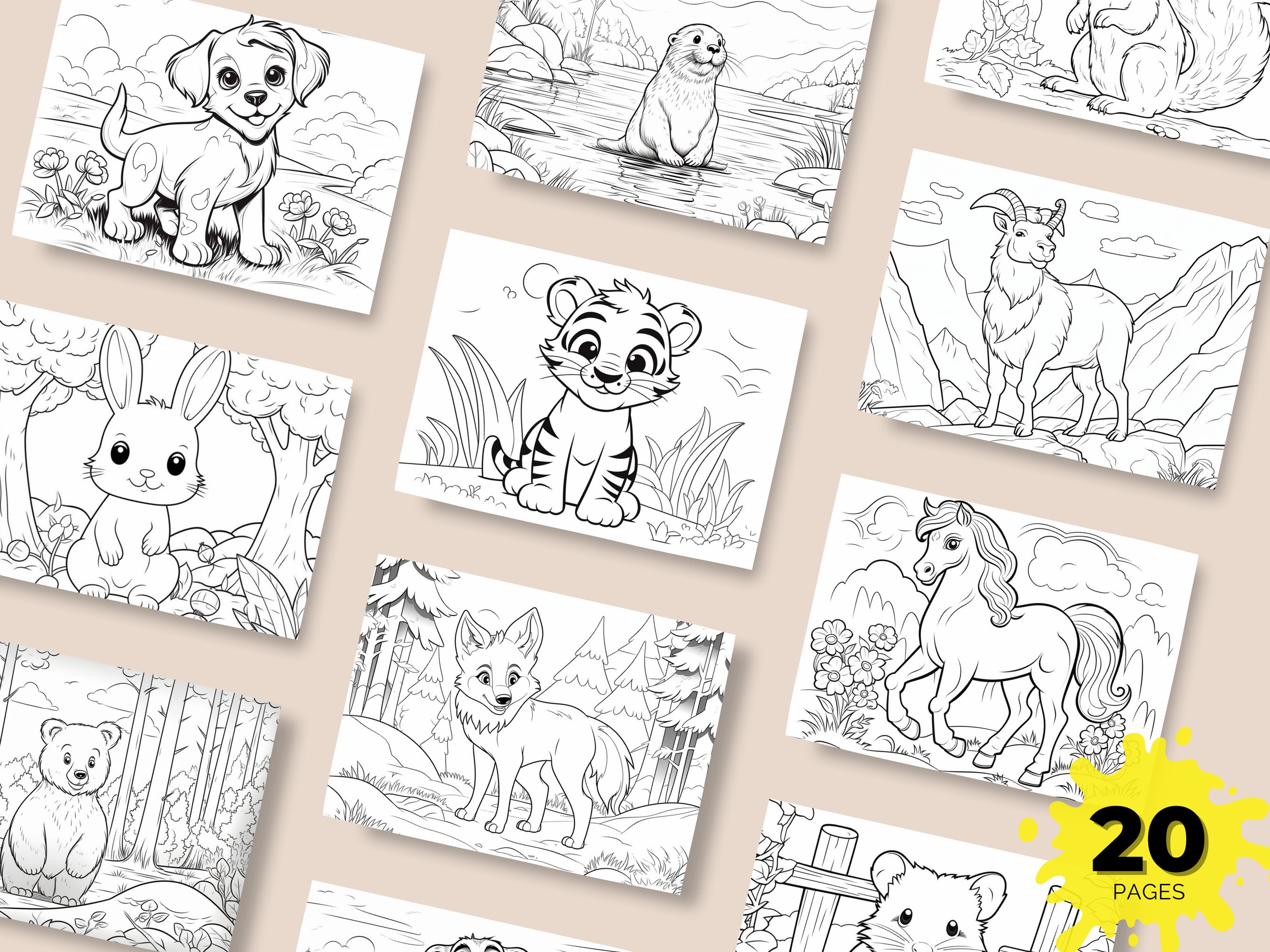 Furry Animals Coloring Pages Printable, Cute Baby Animal Coloring Book ...