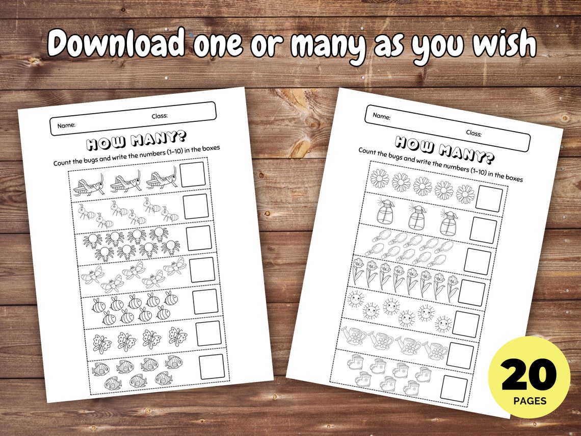 20 Page Kid Activity, Printable, Count, Coloring Pages, Counting ...