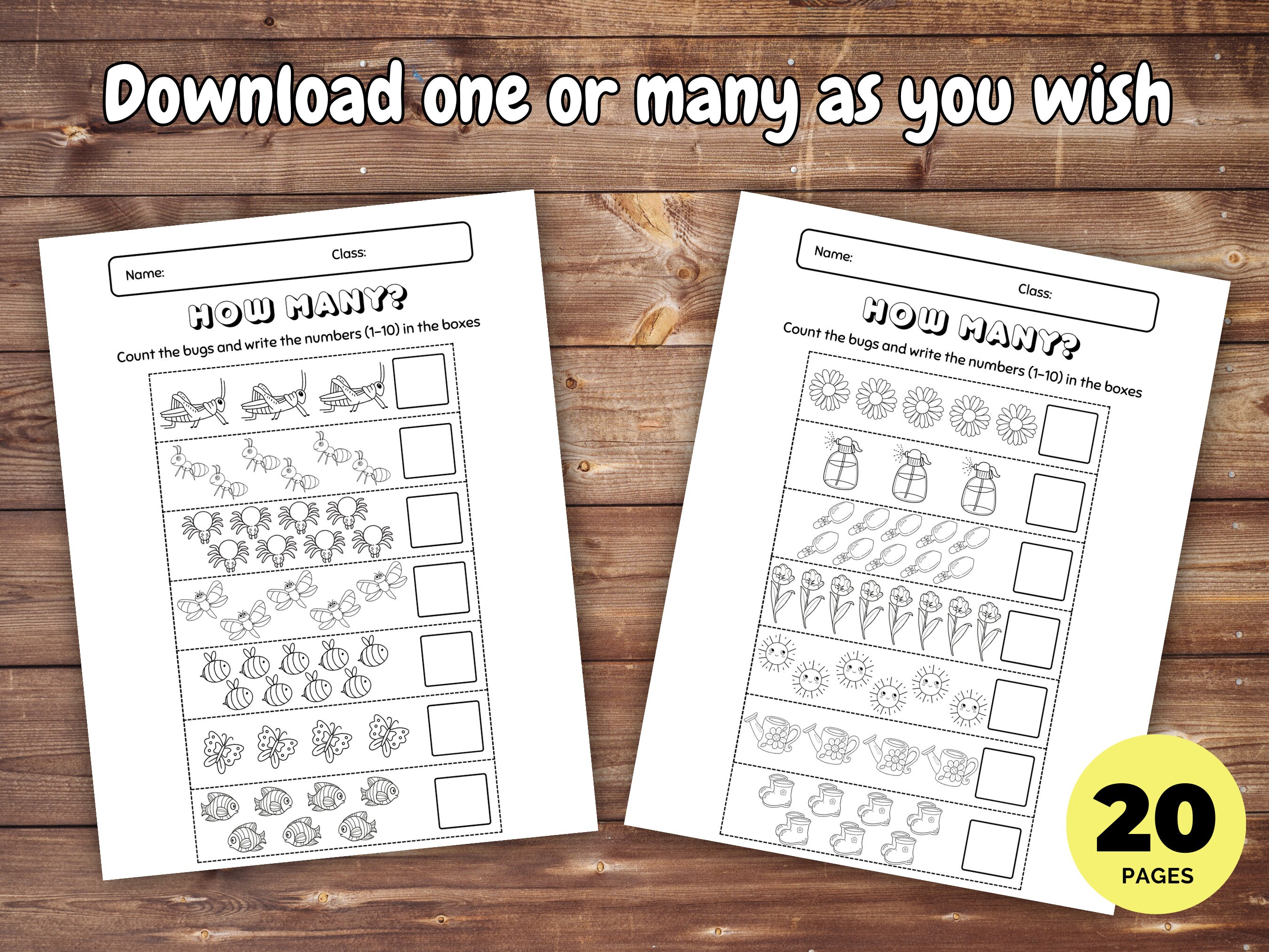 20 Page Kid Activity, Printable, Count, Coloring Pages, Counting ...