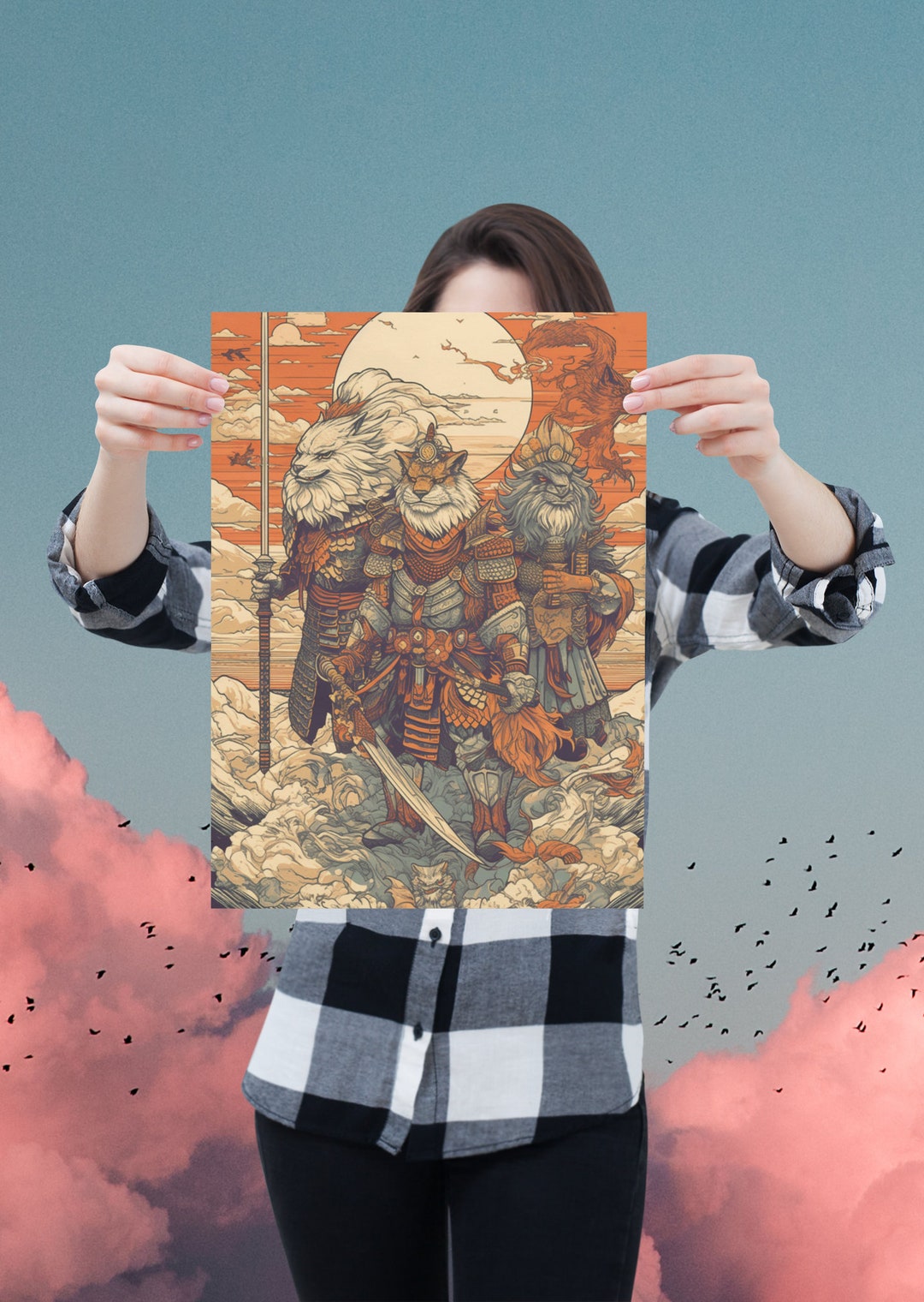 Japanese Samurai Tigers Poster // Surreal Wall Art That Transcends ...