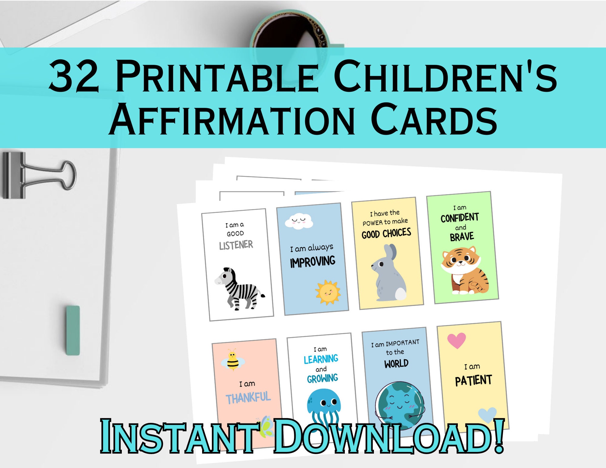 32 Printable Children's Affirmation Cards, Motivational Cards, Daily ...