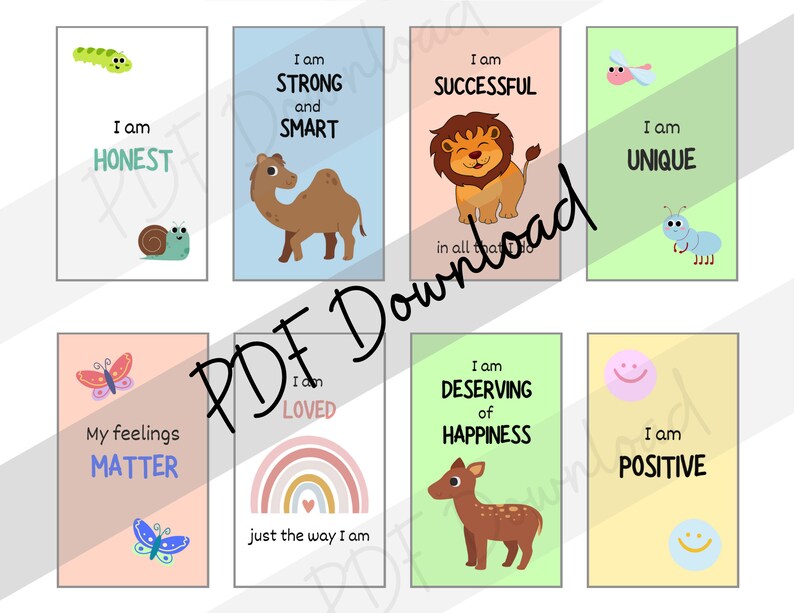 32 Printable Children's Affirmation Cards, Motivational Cards, Daily ...
