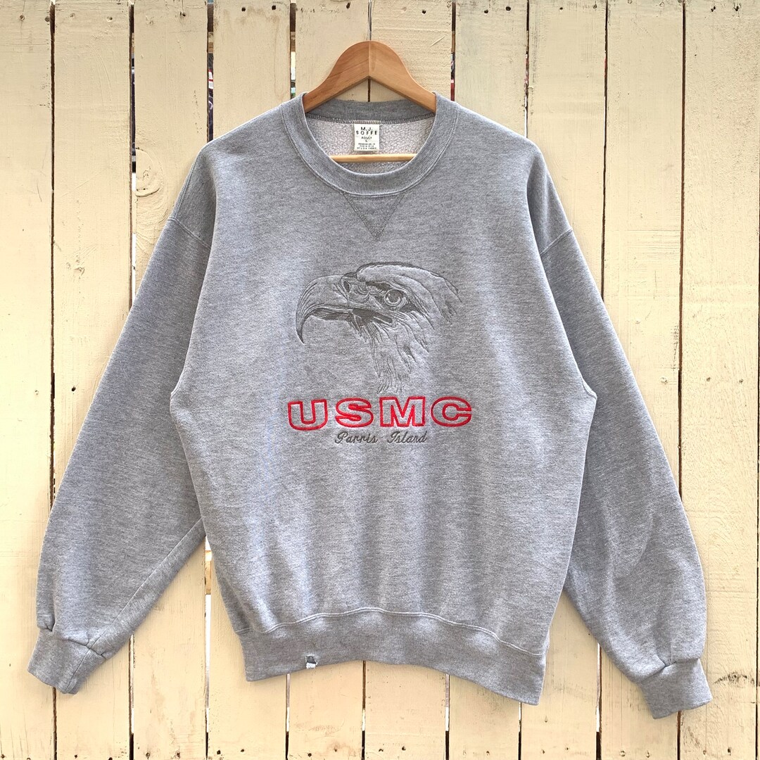 Vintage 90s Distressed United States Marine Corps USMC Sweatshirt USMC ...