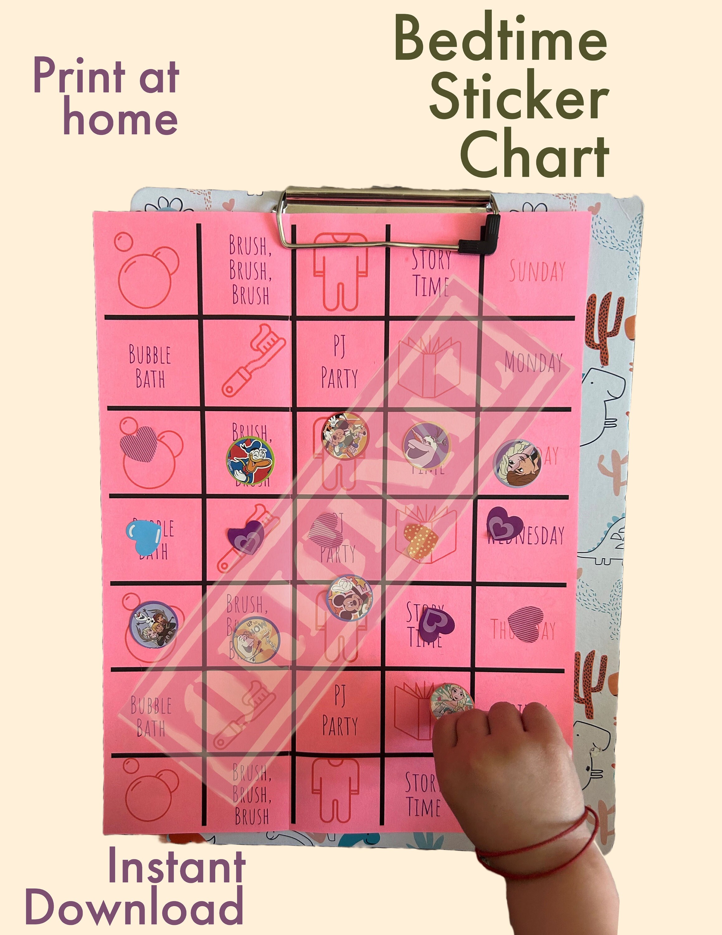 Printable Bedtime Sticker Chart - Etsy