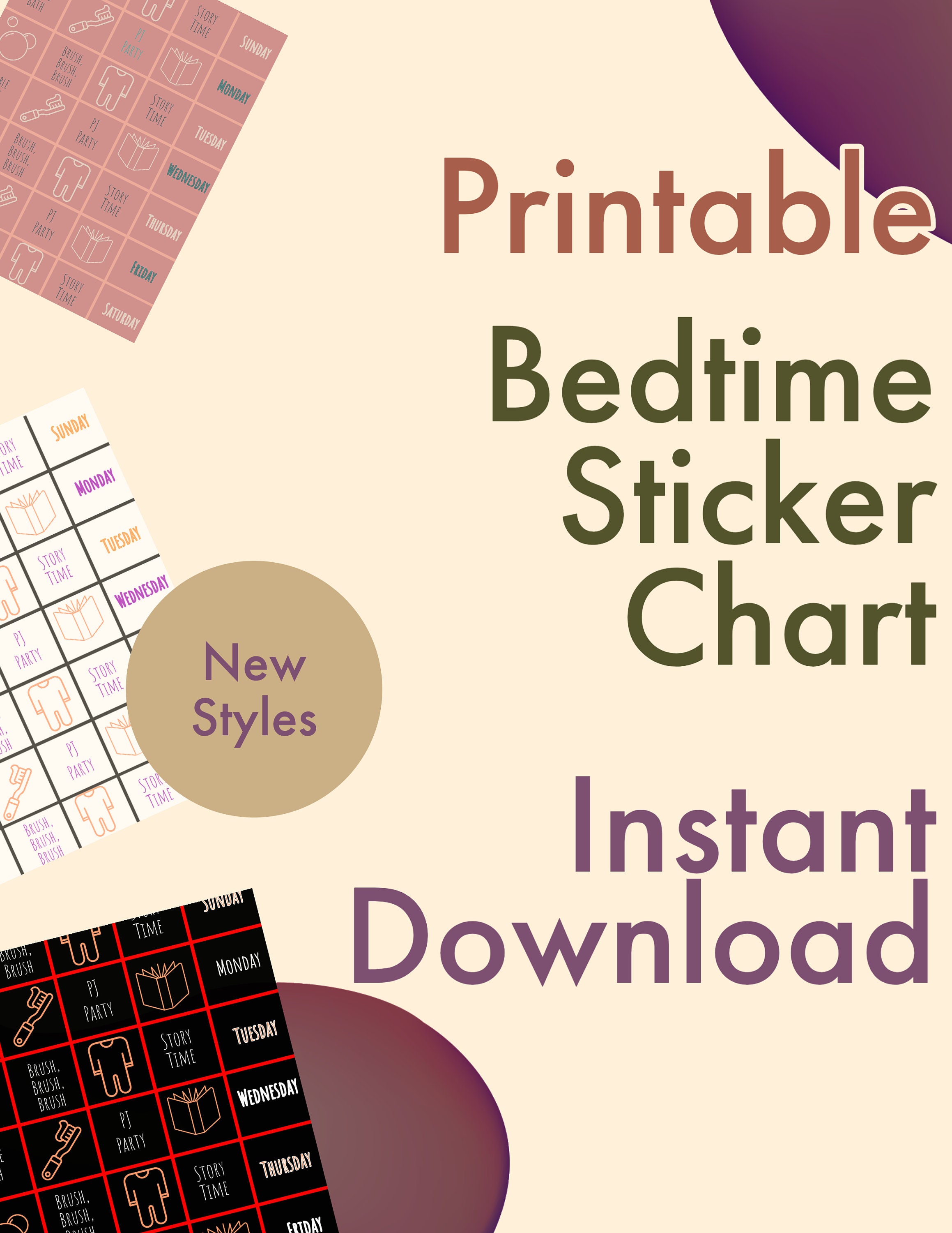 Printable Bedtime Sticker Chart - Etsy