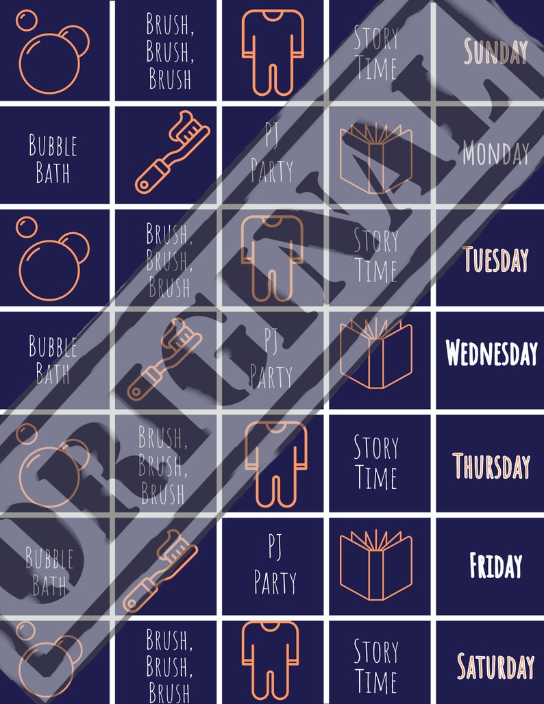 Printable Bedtime Sticker Chart - Etsy