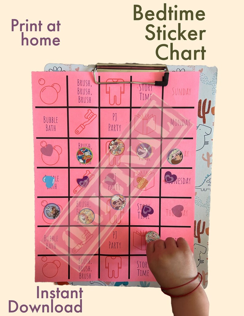 Bedtime Sticker Chart - Etsy