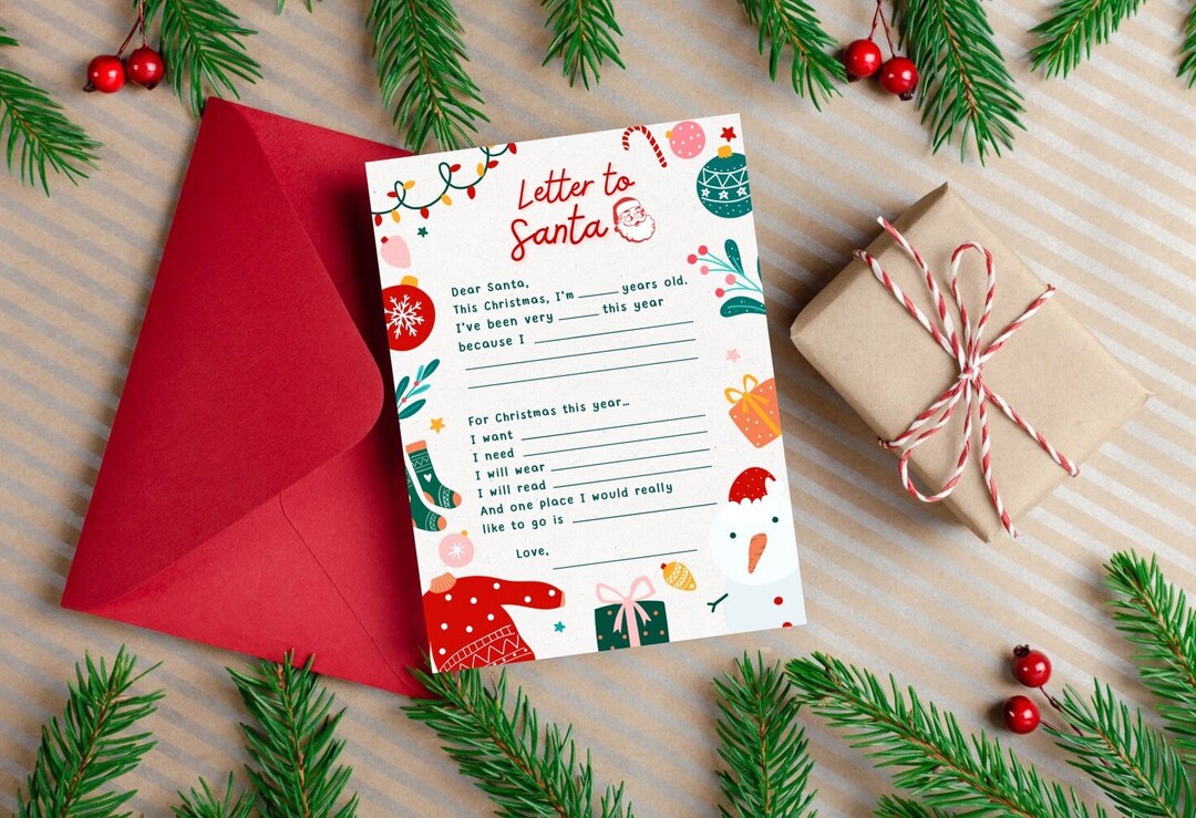Letter to Santa Printable, Kids Christmas List, Christmas Wish List ...