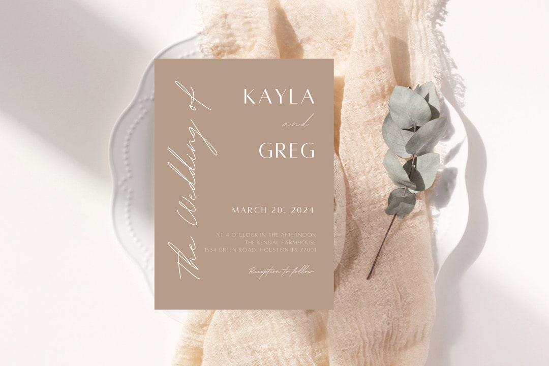Neutral Wedding Invitation Template, Wedding Invitation Template ...