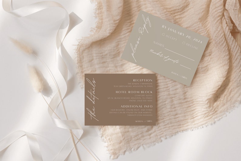 Neutral Wedding RSVP Card Template, Wedding Response Card Template ...