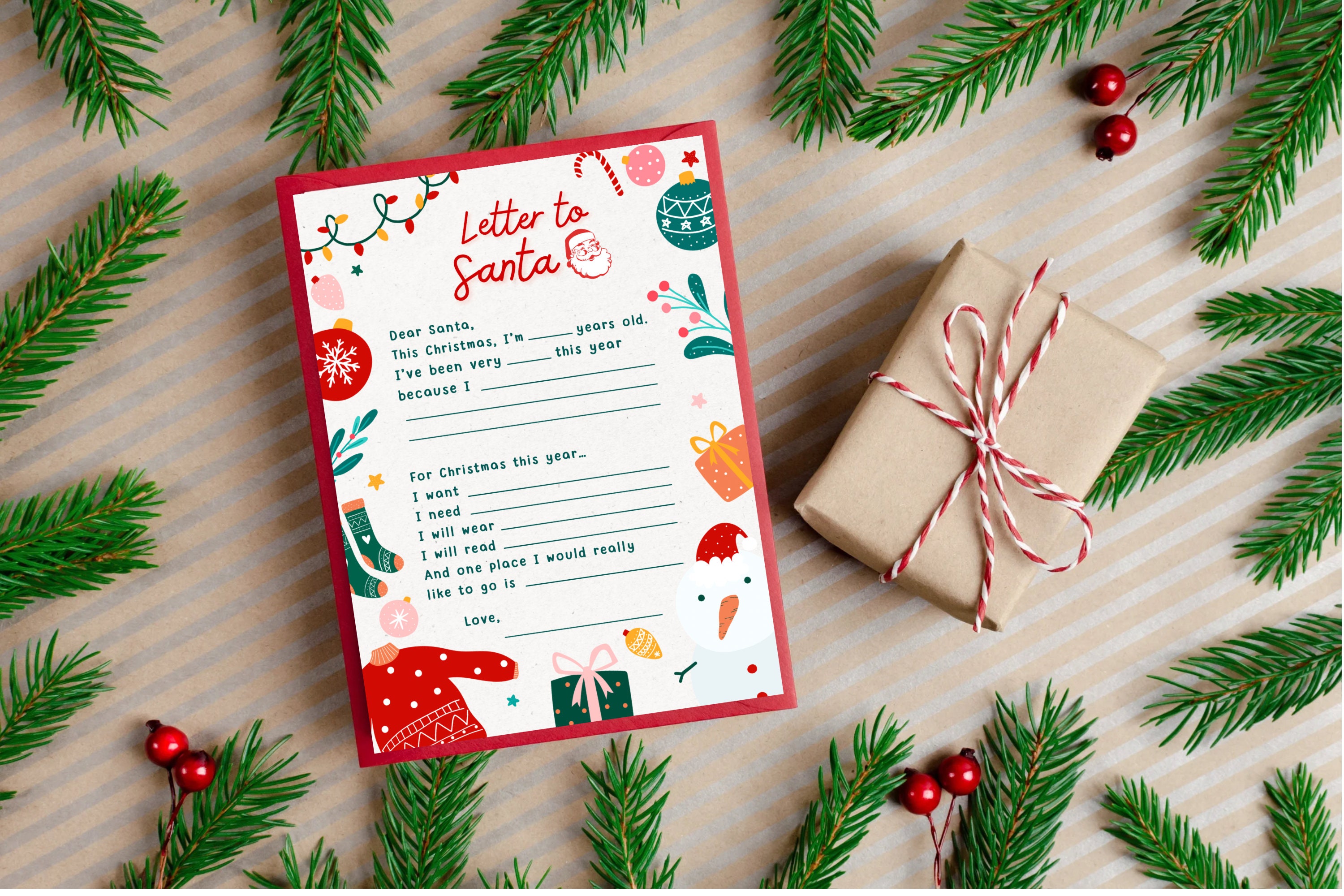 Carta a Santa Imprimible, Lista de Navidad para Niños, Lista de Deseos ...