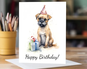 Border Terrier Greeting Birthday Card - Etsy