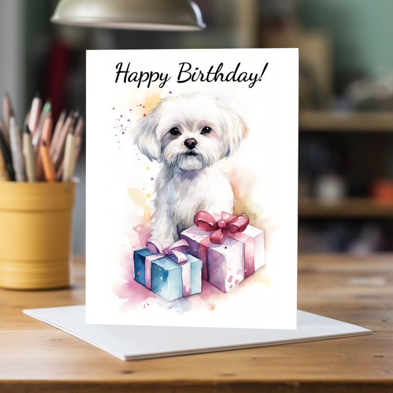 Maltese Birthday Present Card A5 Dog Greeting Card Dog - Etsy