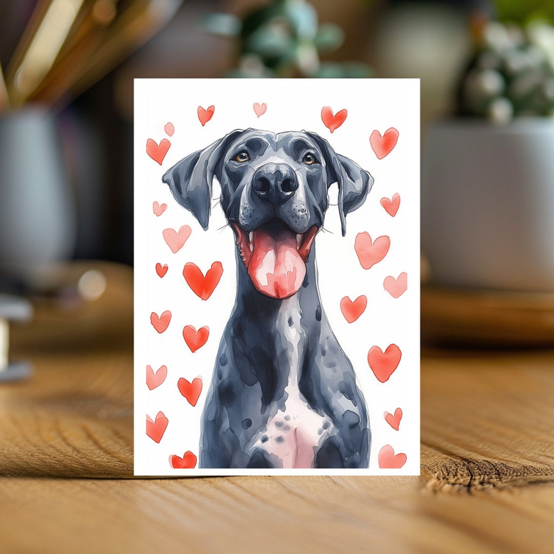 Great Dane Valentine's Day / Mother's Day Card A5 Dog Greeting Card ...
