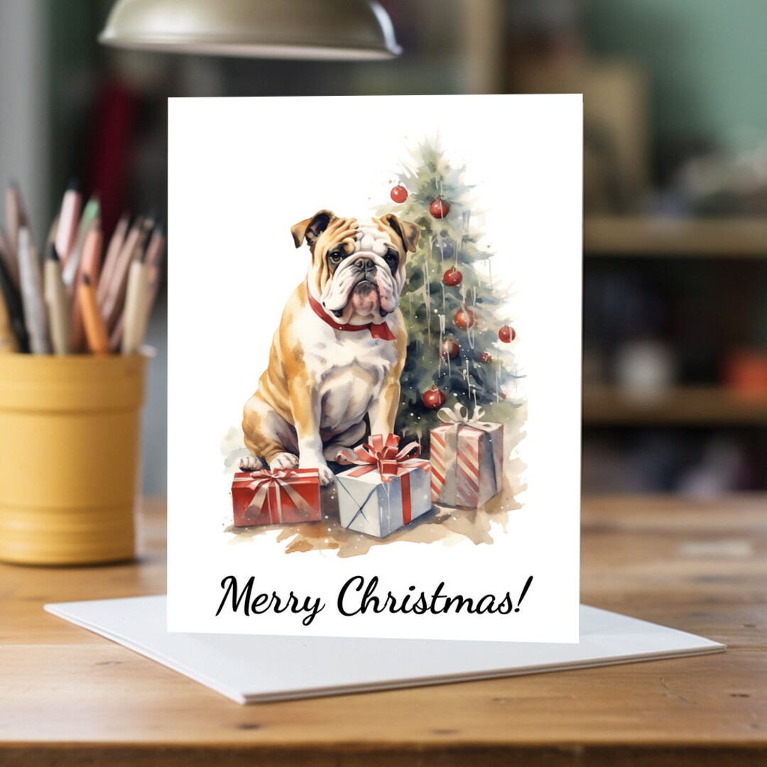 English Bulldog Christmas Card A5 Dog Greeting Card Dog Card - Etsy