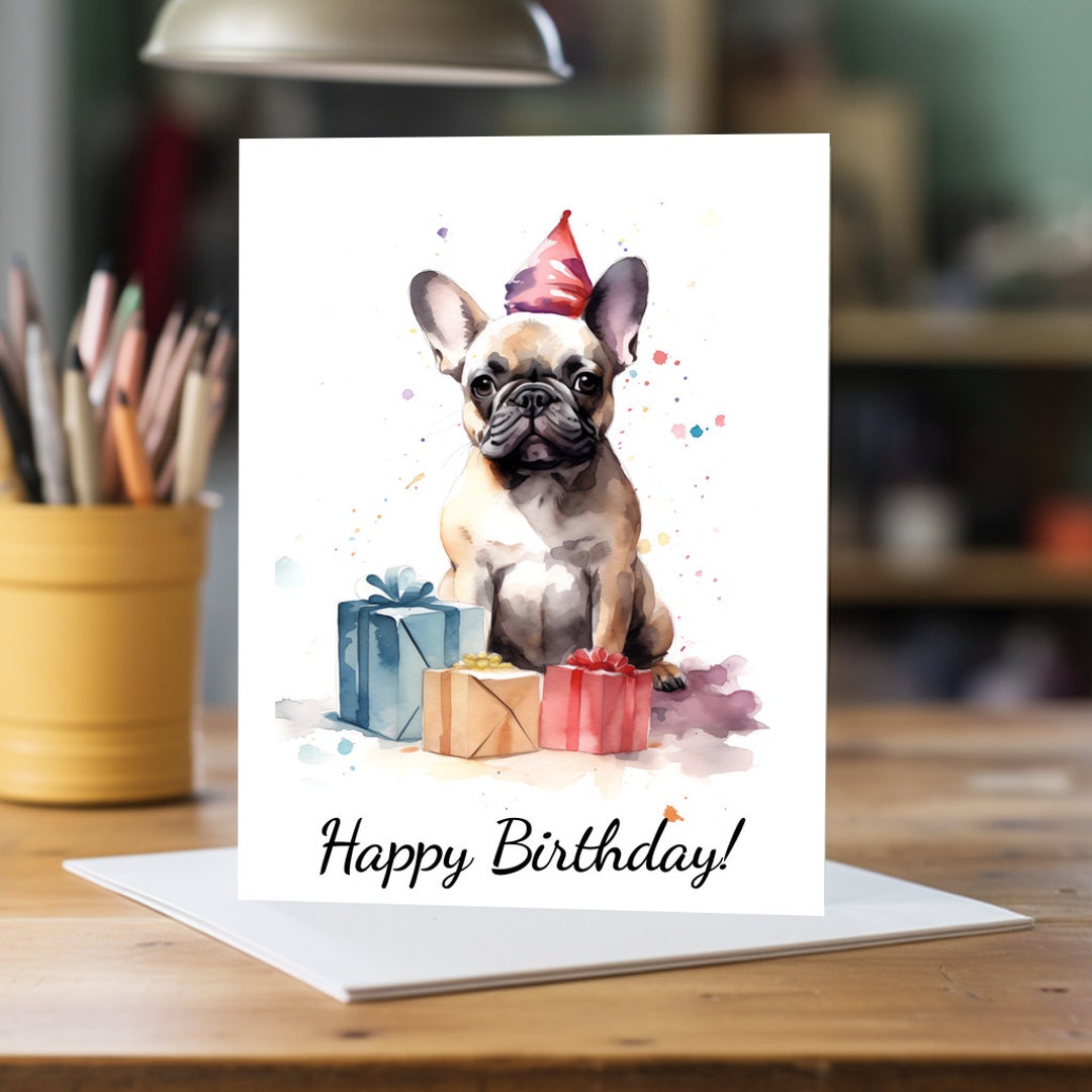 French Bulldog Birthday Present Card A5 Dog Greeting Card Dog Card - Etsy