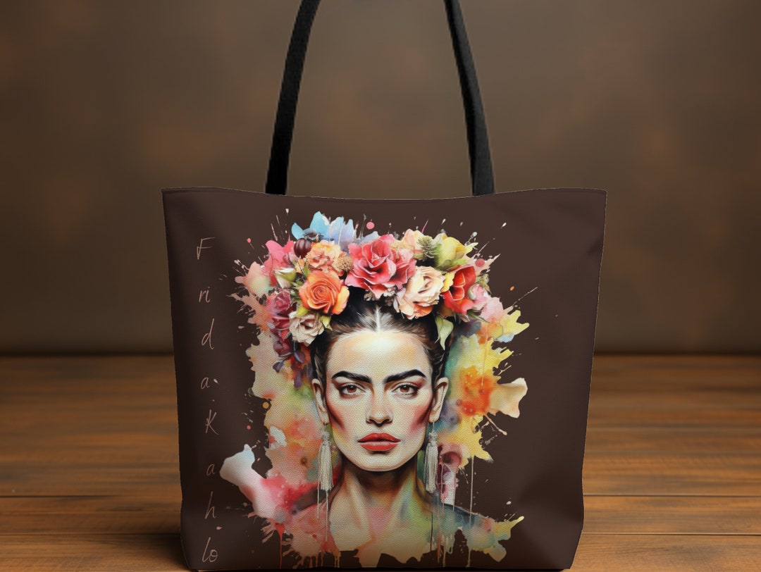 Frida Kahlo Tote Bag, Colorful Mexican Portrait Shoulder Bag, Artistic ...