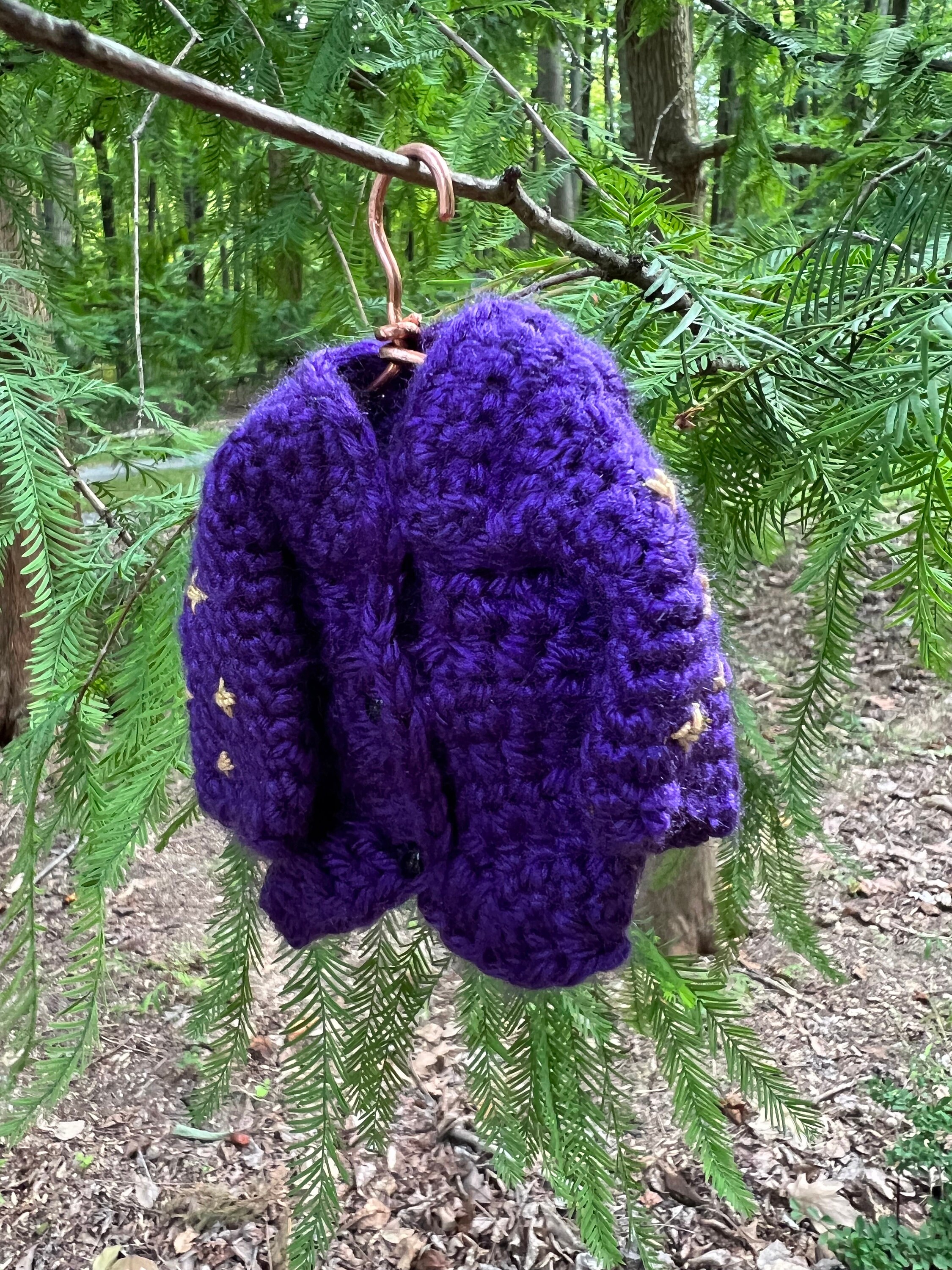 Handmade Purple and Gold Star Mini Cardigan Ornament Decor - Etsy