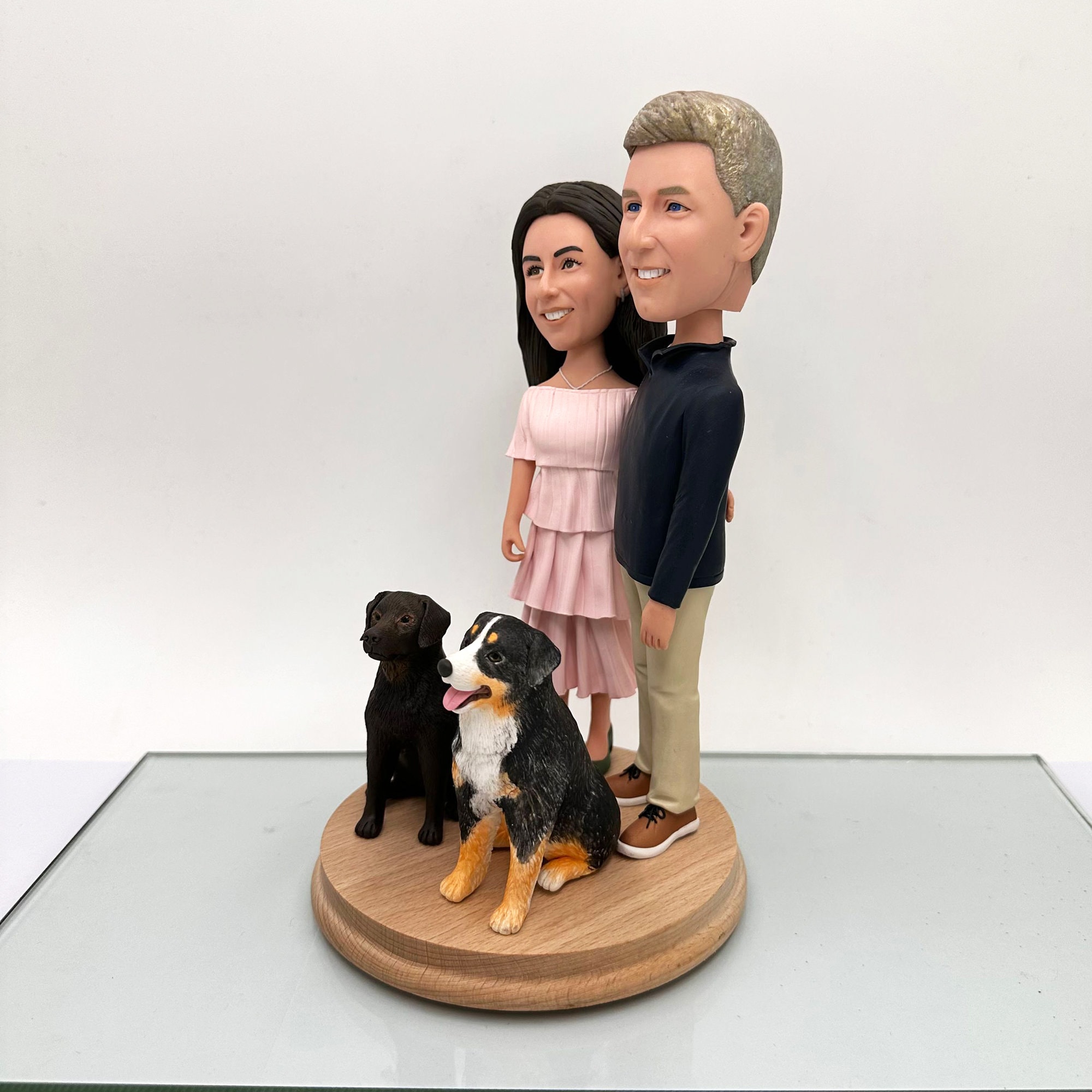 Custom Wedding Bobbleheads With 2 Dogs, Custom Couple and Dog Figurines ...