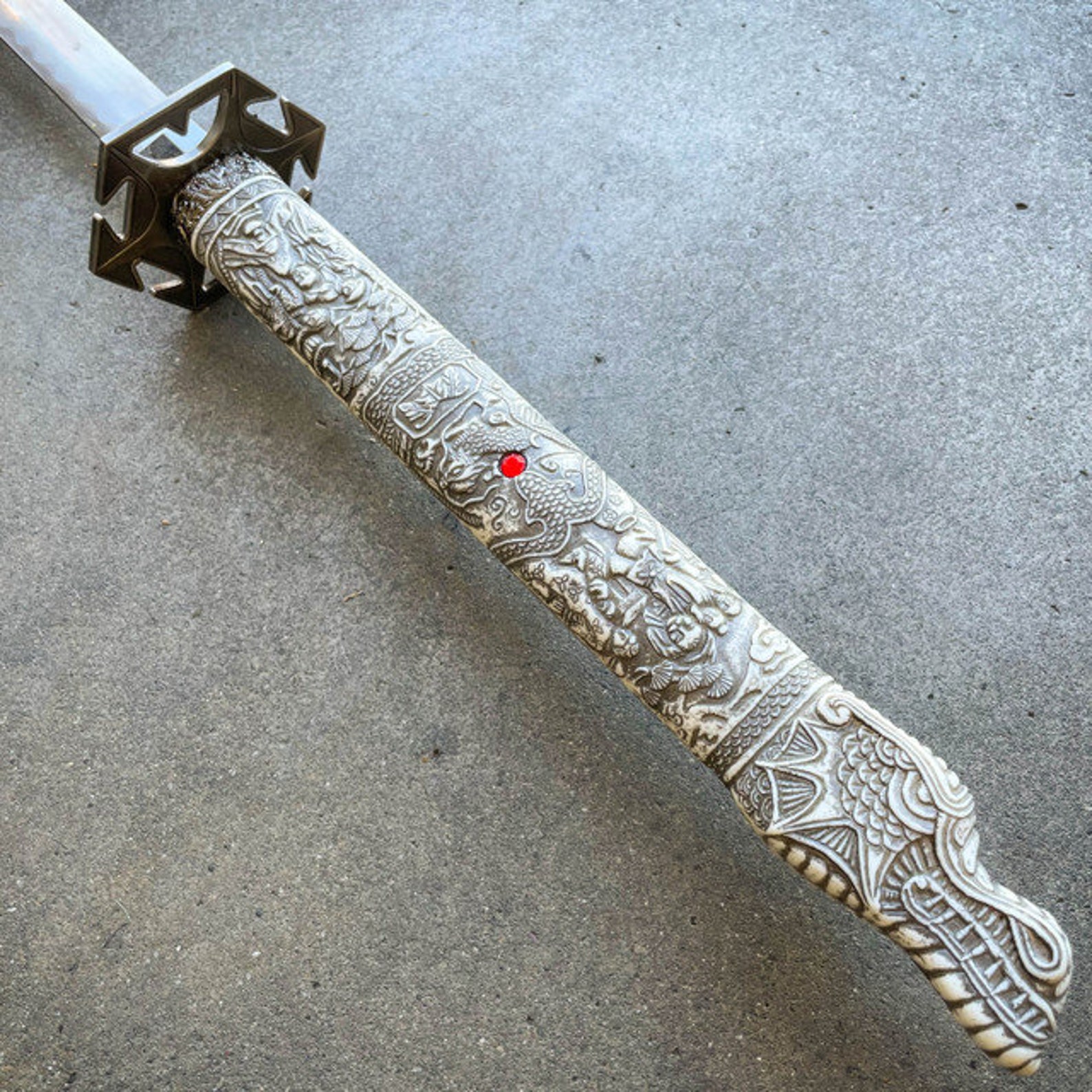 39 White Dragon SAMURAI NINJA Bushido KATANA Japanese Sword Steel Blade ...