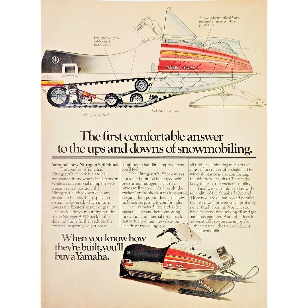 1977 Snowmobile Handbook Vintage Print Ad Yamaha Exciter 440 - Etsy