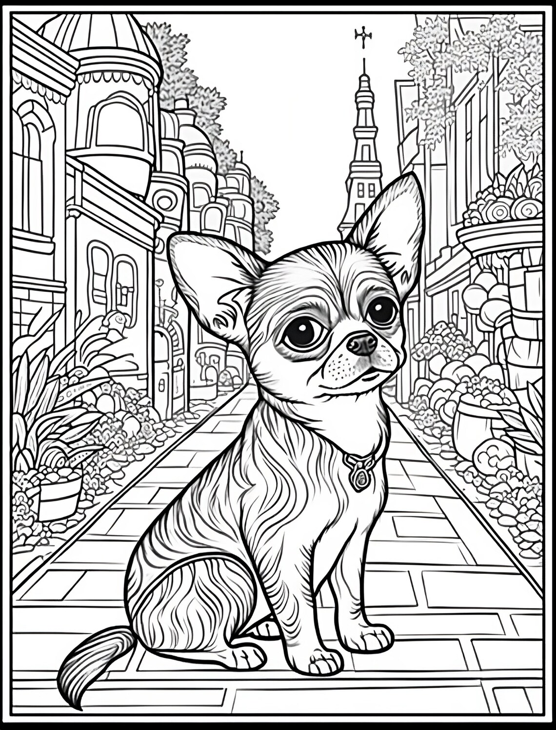 Five Chihuahua Coloring Pages Collection, Digital Download, Printable ...
