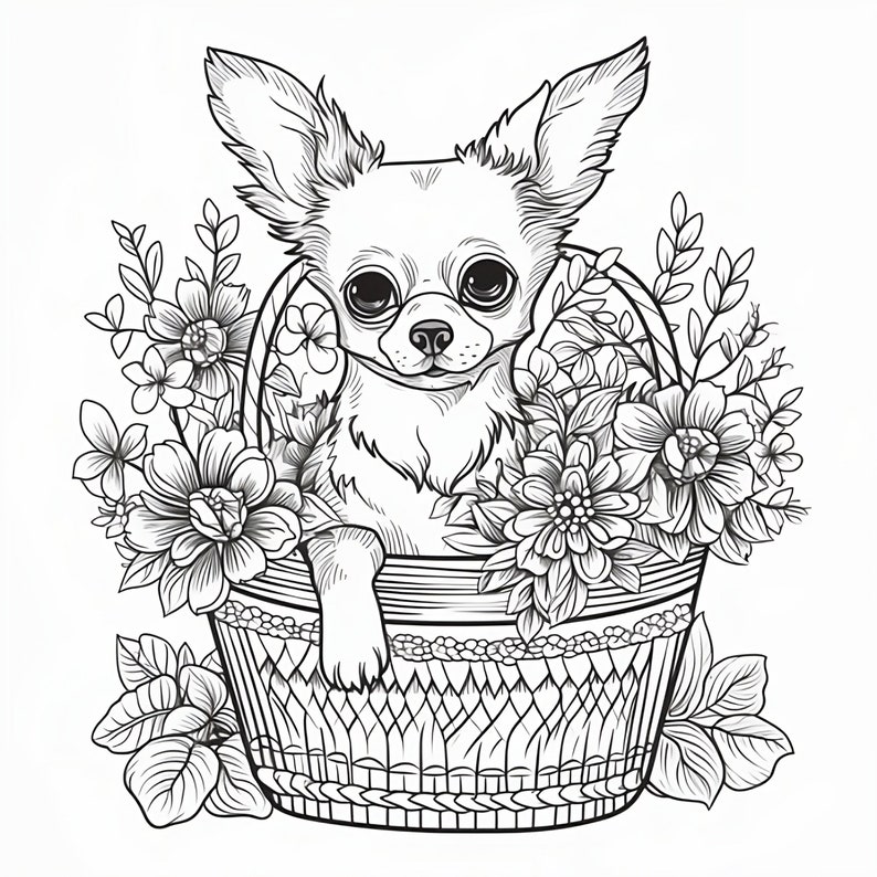 Five Chihuahua Coloring Pages Collection, Digital Download, Printable ...