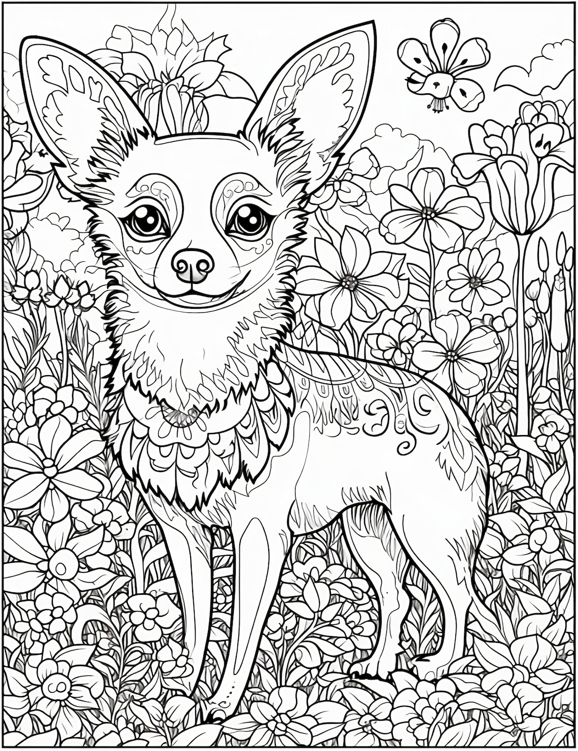 Five Chihuahua Coloring Pages Collection, Digital Download, Printable ...