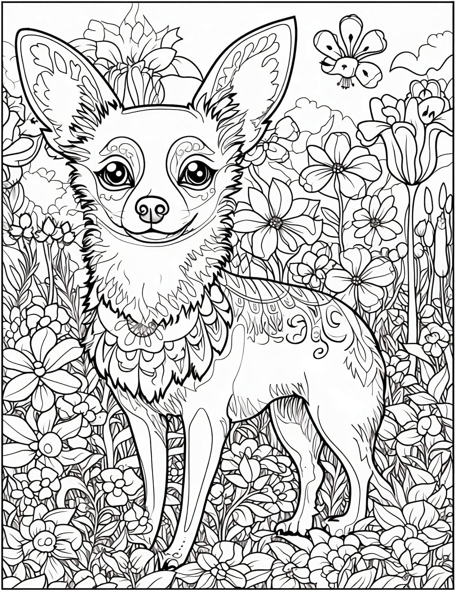 Five Chihuahua Coloring Pages Collection, Digital Download, Printable ...
