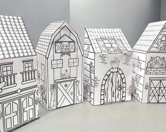 Paper Toy Shop Printable Activity Coloring Paper Craft 3D Paper Shops ...