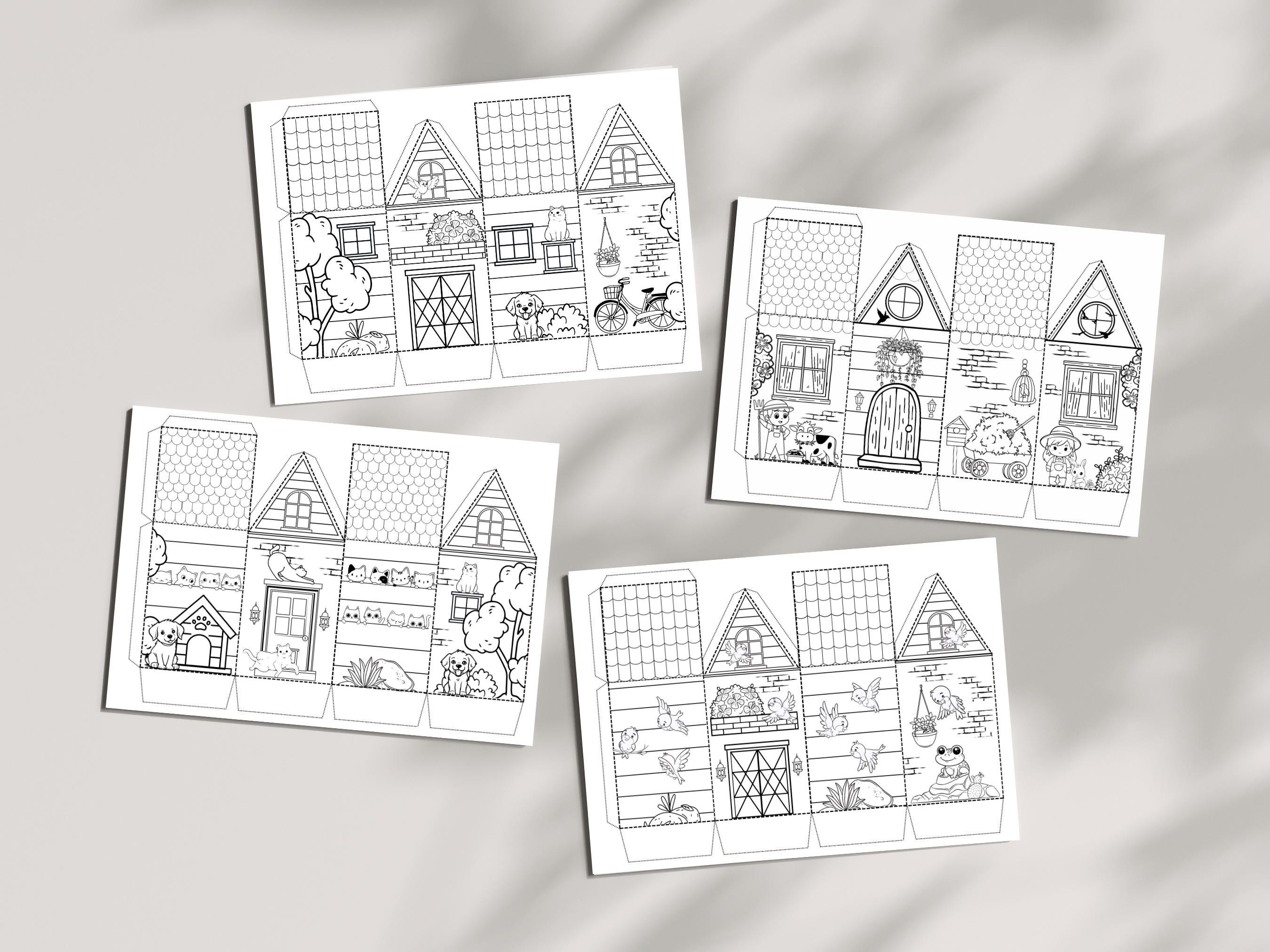 Paper Toy House Printable Activity Coloring Paper Craft 3D Paper Doll ...