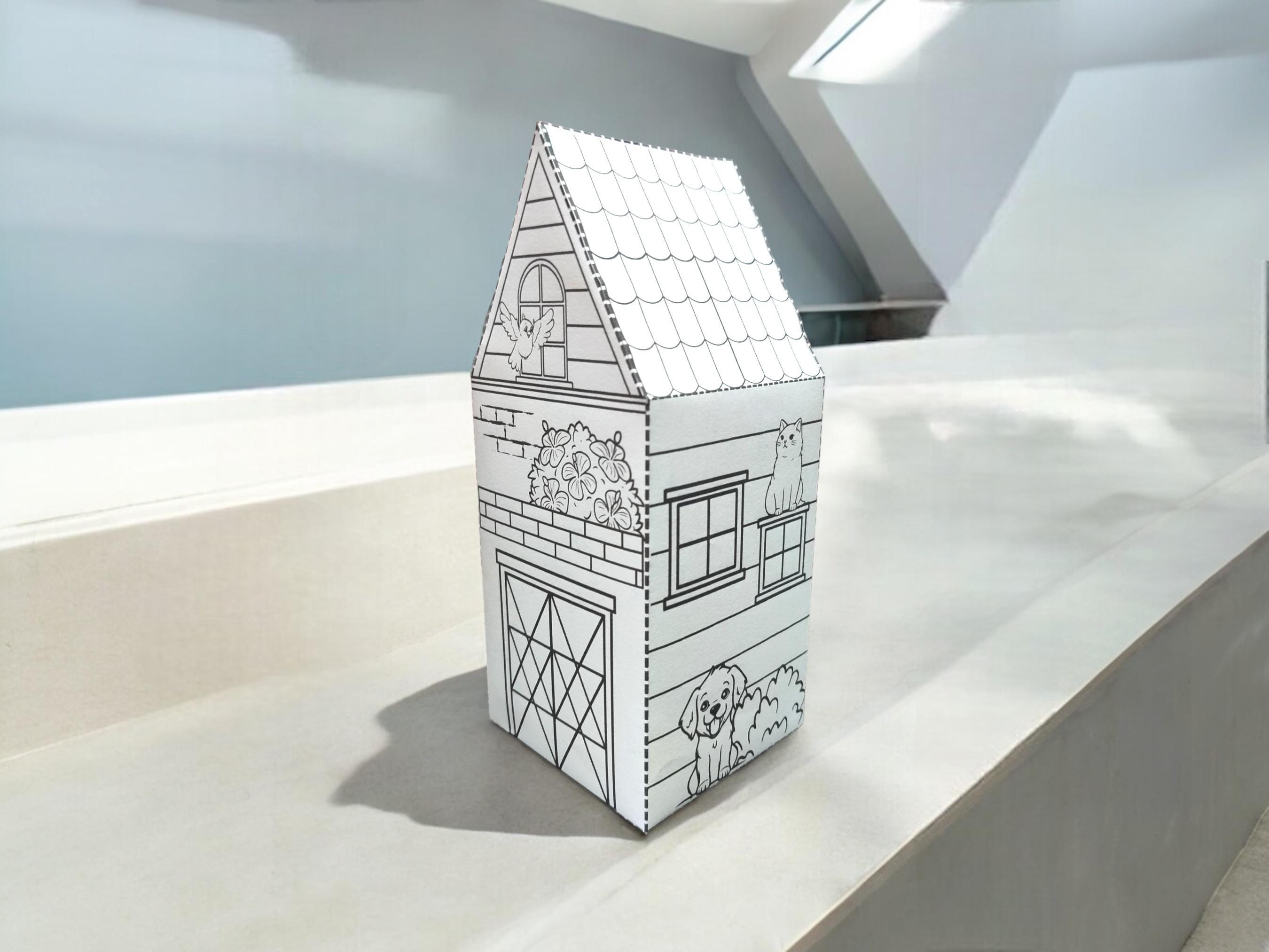 Paper Toy House Montessori Printable Activity Coloring Paper Craft 3D ...