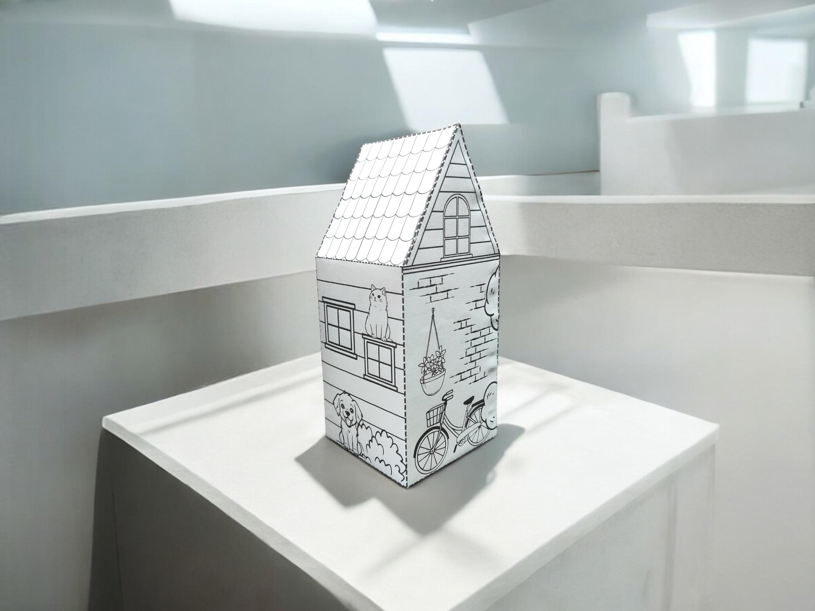 Paper Toy House Montessori Printable Activity Coloring Paper Craft 3D ...