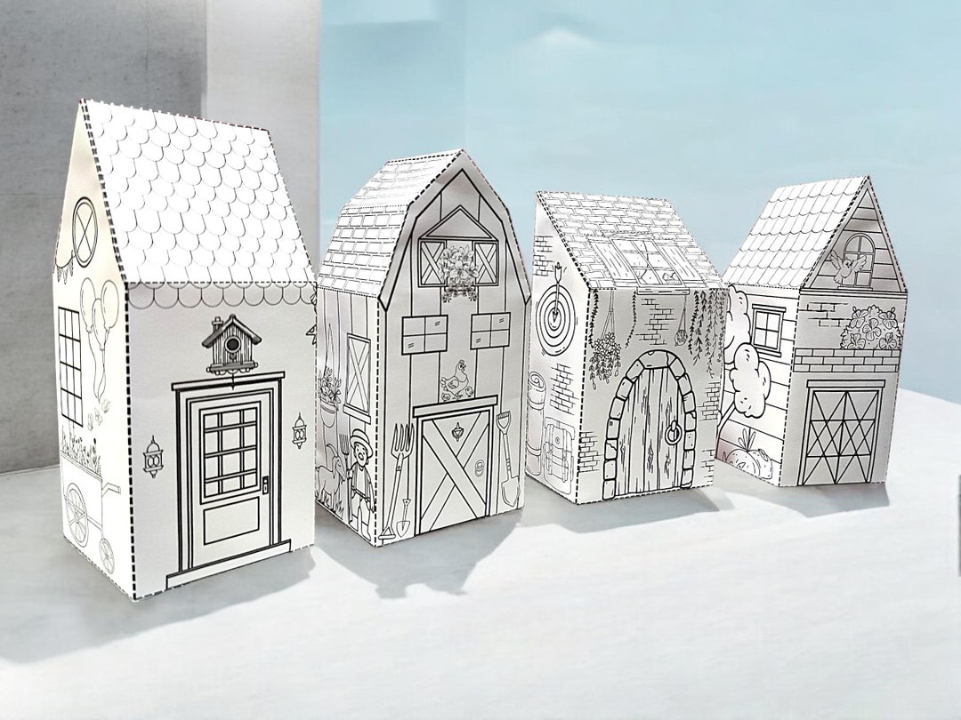Paper Toy House Montessori Printable Activity Coloring Paper Craft 3D ...