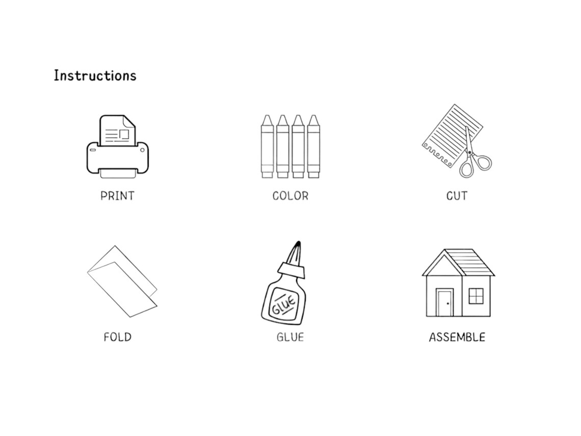 Paper Toy Shop Printable Activity Coloring Paper Craft 3D Paper Shops ...