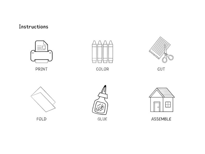 Paper Toy Shop Printable Activity Coloring Paper Craft 3D Paper Shops ...