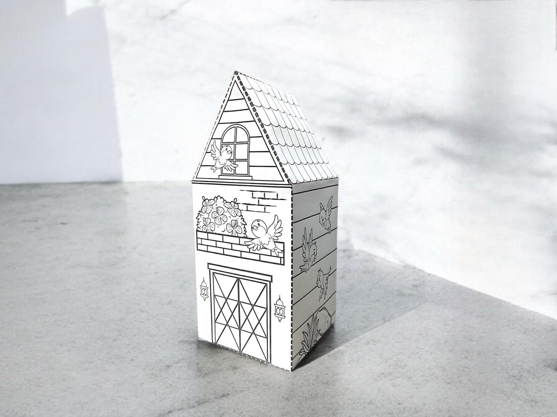 Paper Toy House Montessori Printable Activity Coloring Paper Craft 3D ...