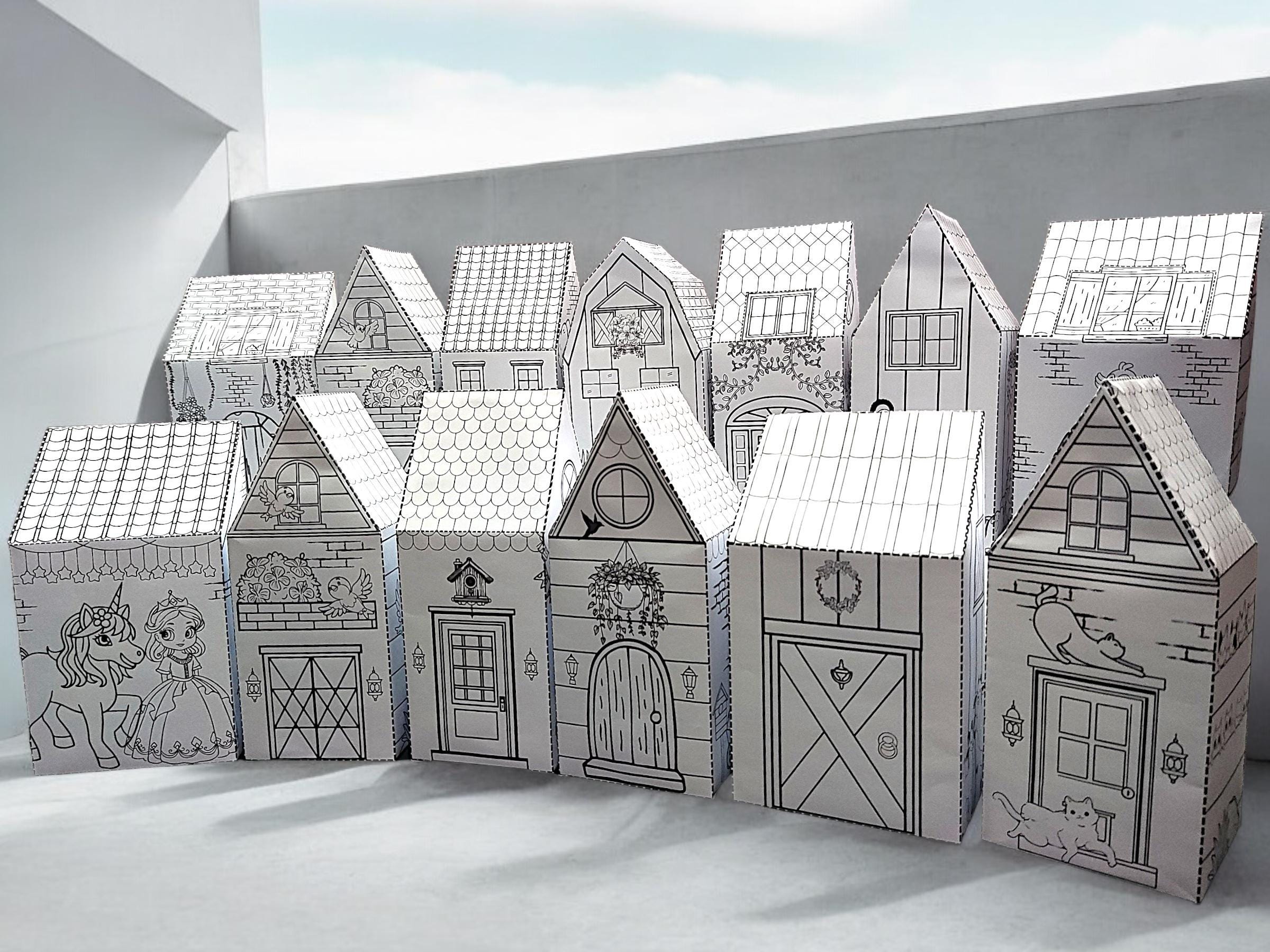 Paper Toy House Printable Activity Coloring Paper Craft 3D Paper Doll ...