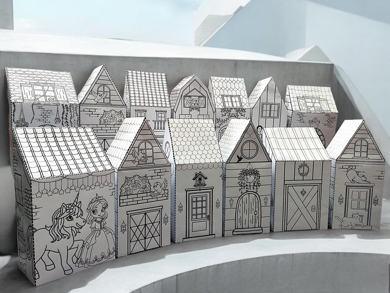 Paper Toy House Printable Activity Coloring Paper Craft 3D Paper Doll ...