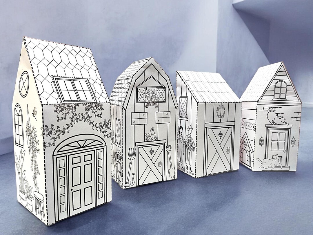 Paper Toy House Montessori Printable Activity Coloring Paper Craft 3D ...